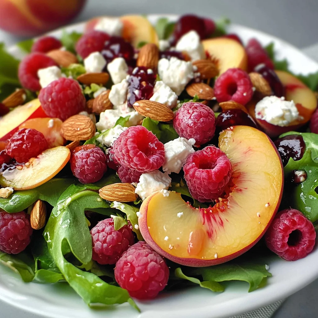 White Peach Raspberry Almond Salad